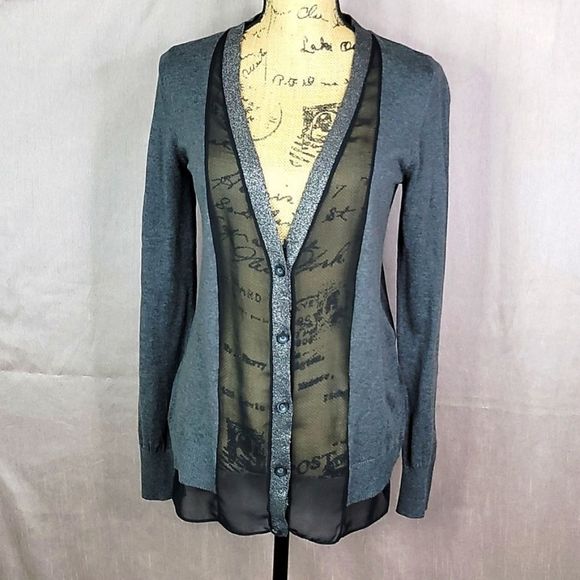 Simply Vera Vera Wang | Sweaters | Simply Vera Wang Lace Button Up Gray Sweater M | Poshmark